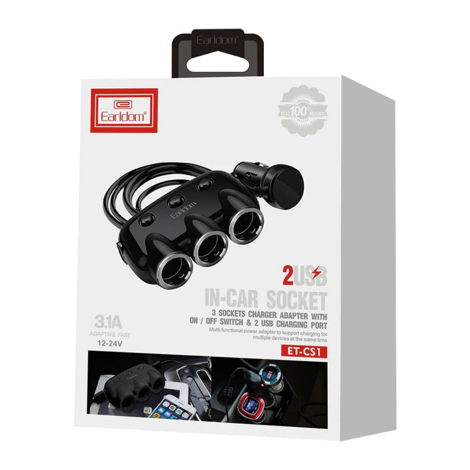 Car Socket Charger with 2 USB Ports and 3 Cigarette Lighter Sockets ...